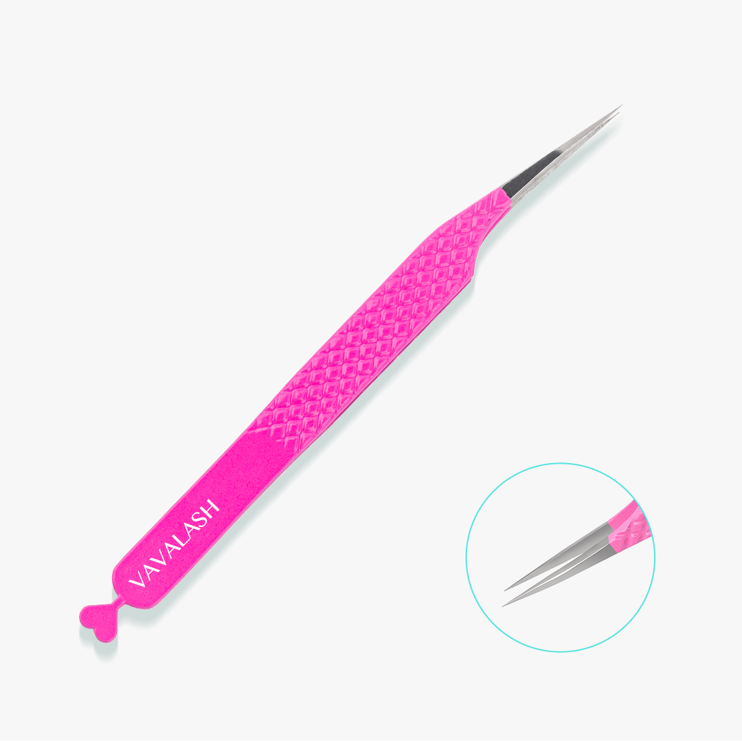 VP-12 Curved Pink Heart-shaped Isolation Tweezer for Eyelash Extension ...